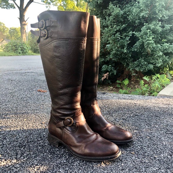 Aldo | Shoes | Aldo Prettner Brown Leather Zip Up Riding Boots | Poshmark